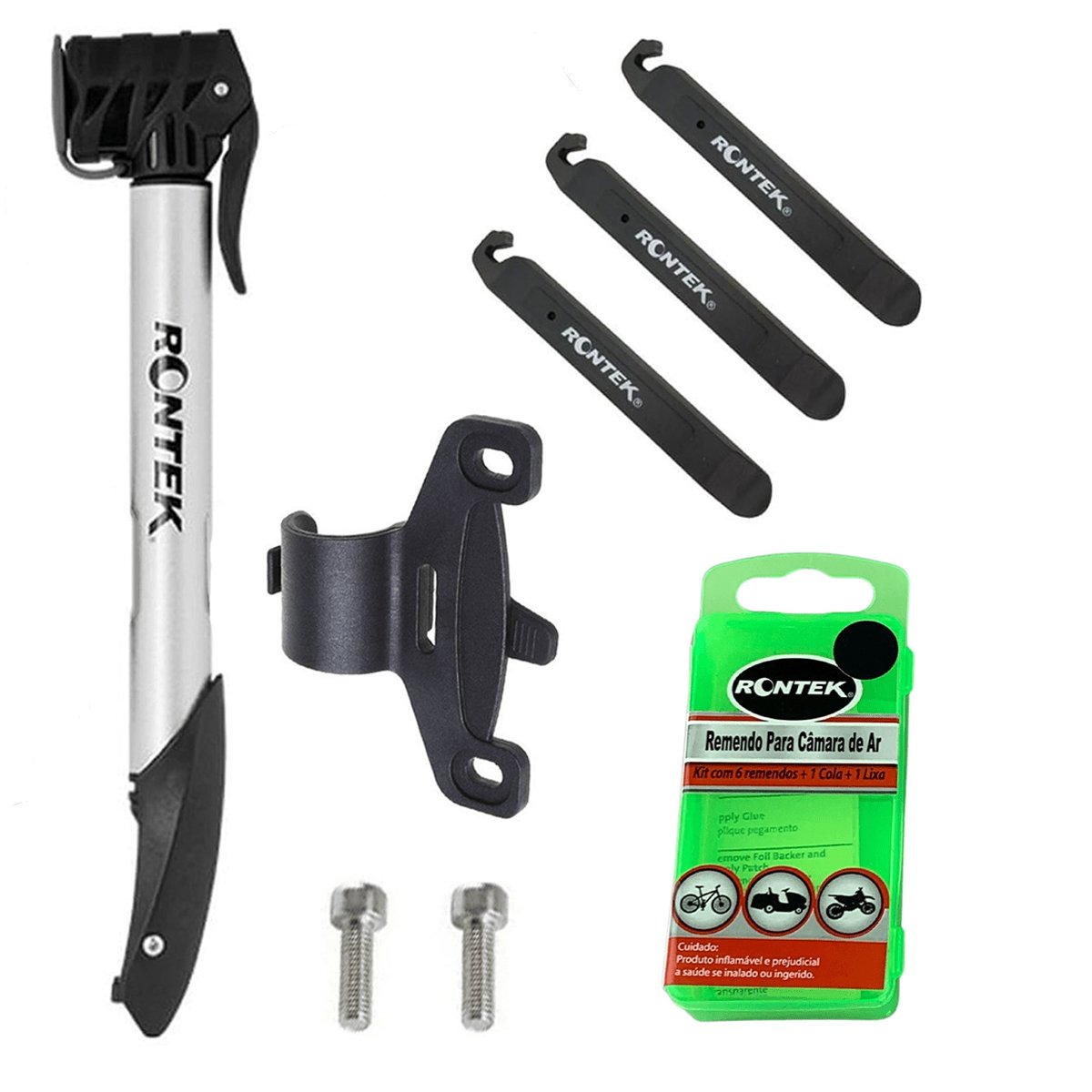 Kit de Ciclismo Bomba Rontek Mini BBP-003 + Remendo Rontek + Espátula ...